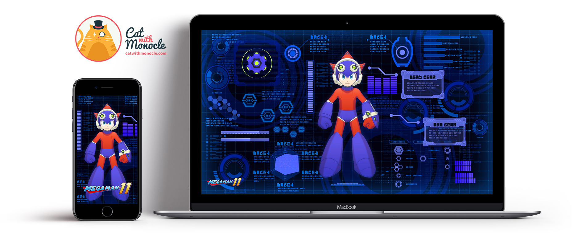 Mega Man 11 Chain Blast Weapon Wallpaper - Cat with Monocle