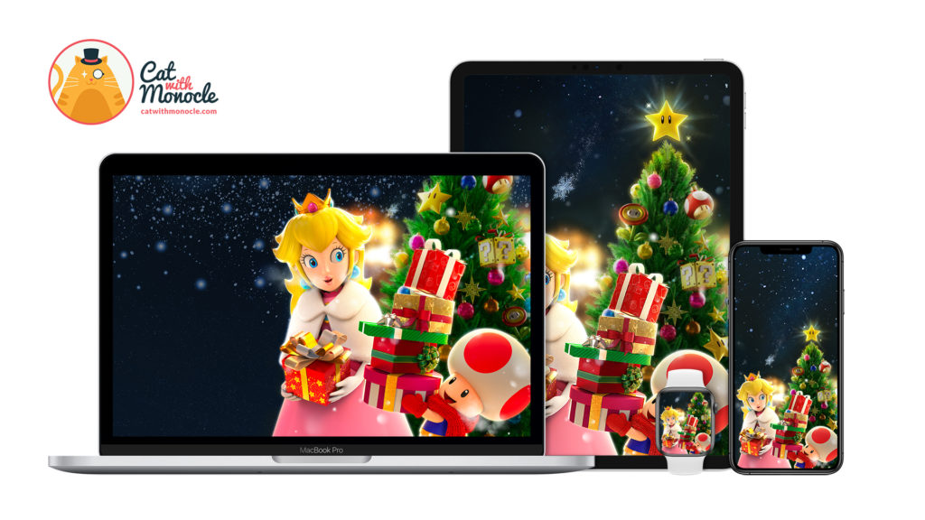 Nintendo Holiday Wallpaper - Cat with Monocle
