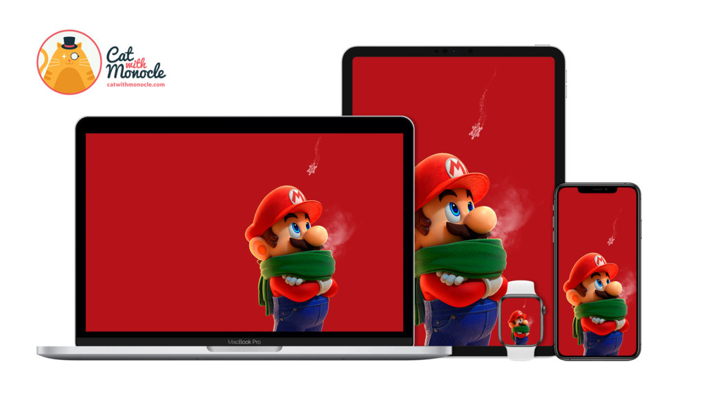Mario Scarf Wallpaper - Cat with Monocle