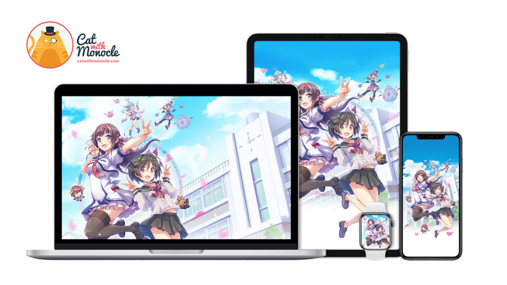 Gal*Gun: Double Peace Artwork Wallpaper - Cat with Monocle
