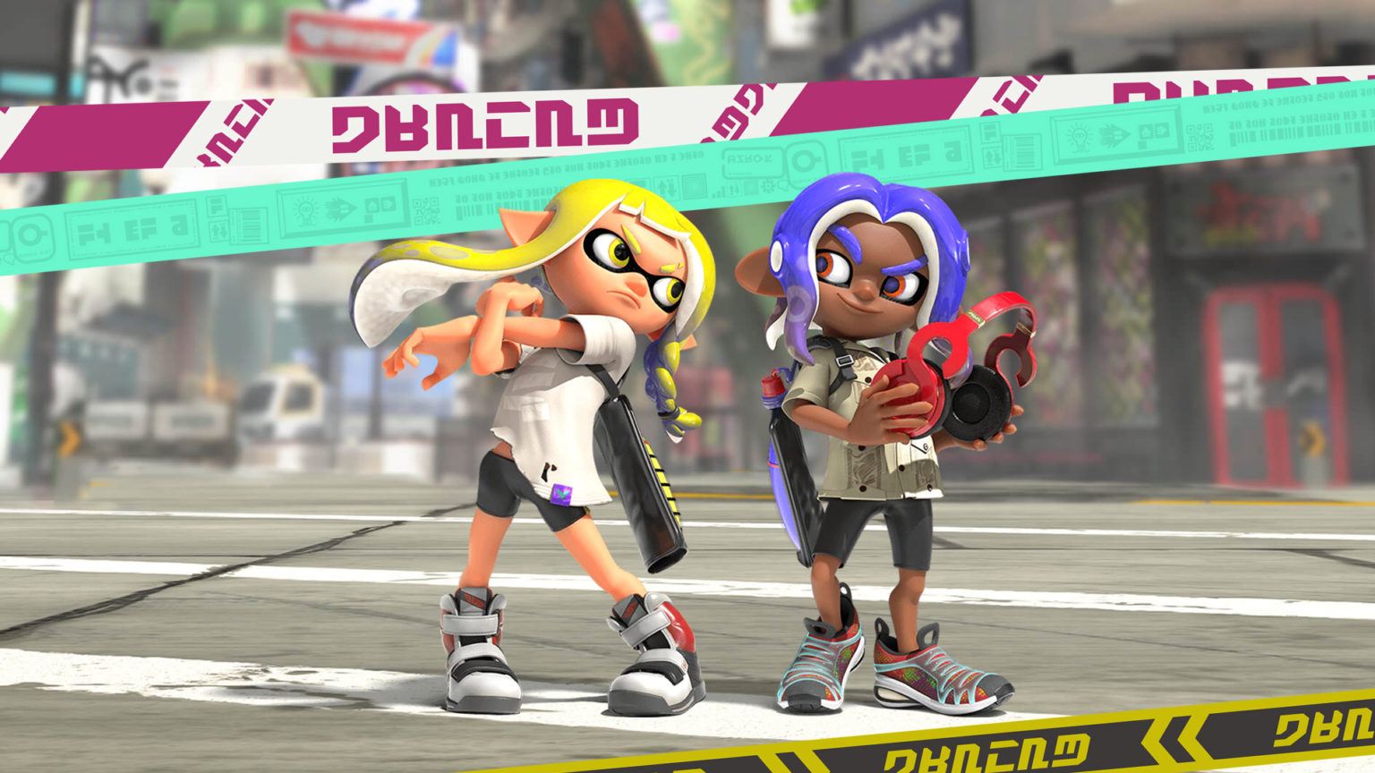 Splatoon 3 Inkling and Octoling Version 7 Wallpaper - Cat with Monocle