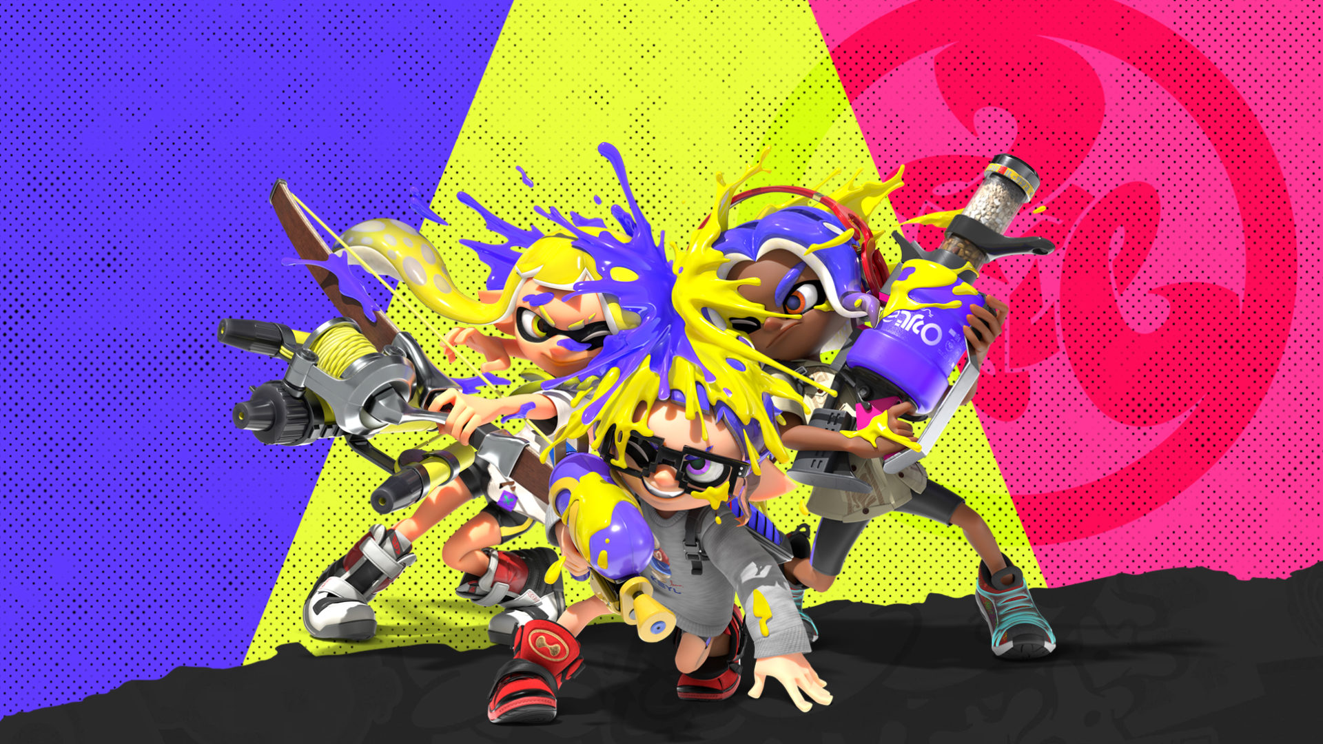 Splatoon 3 Inkling And Octoling Version 2 Wallpaper Cat With Monocle