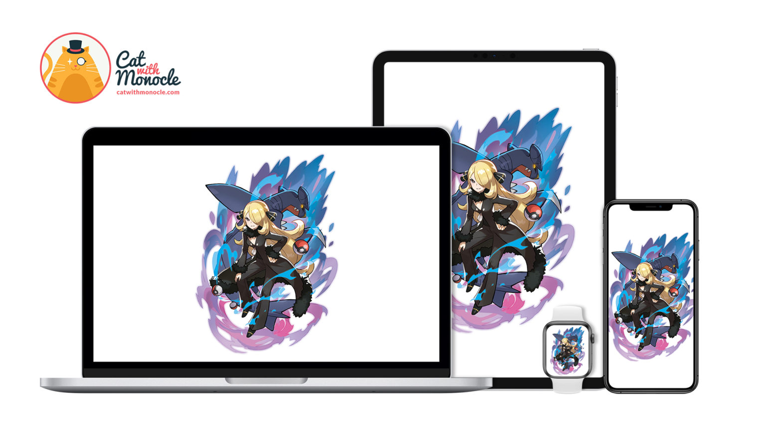 Pokémon Trainers: Cynthia and Garchomp Wallpaper - Cat with Monocle