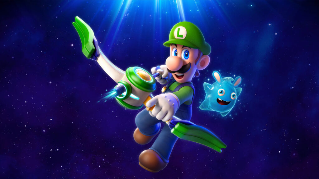 Mario + Rabbids Sparks of Hope Rabbid Luigi Wallpaper - Cat with Monocle