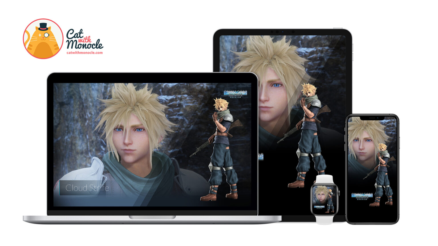 Crisis Core: Final Fantasy VII Cloud Strife Wallpaper - Cat with Monocle