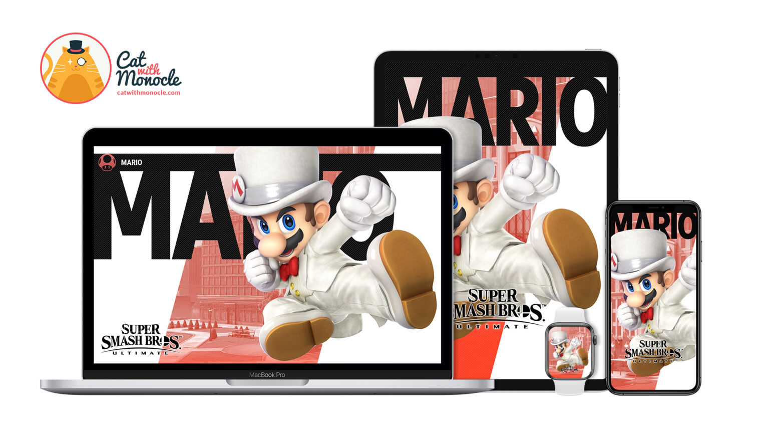 Super Smash Bros Ultimate Mario Costume 8 Wallpapers - Cat with Monocle