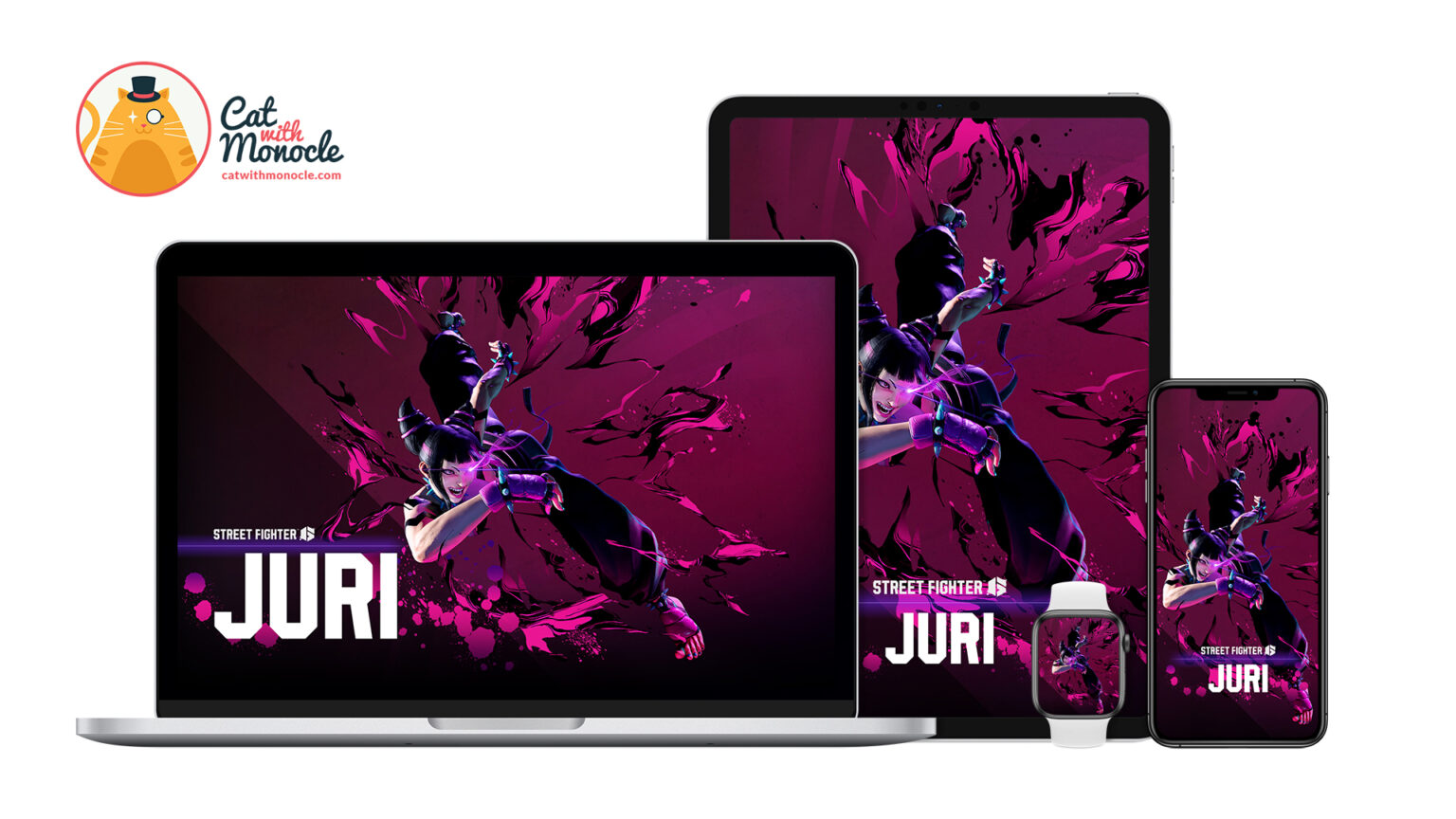 Street Fighter 6 - Juri Wallpaper - Cat with Monocle
